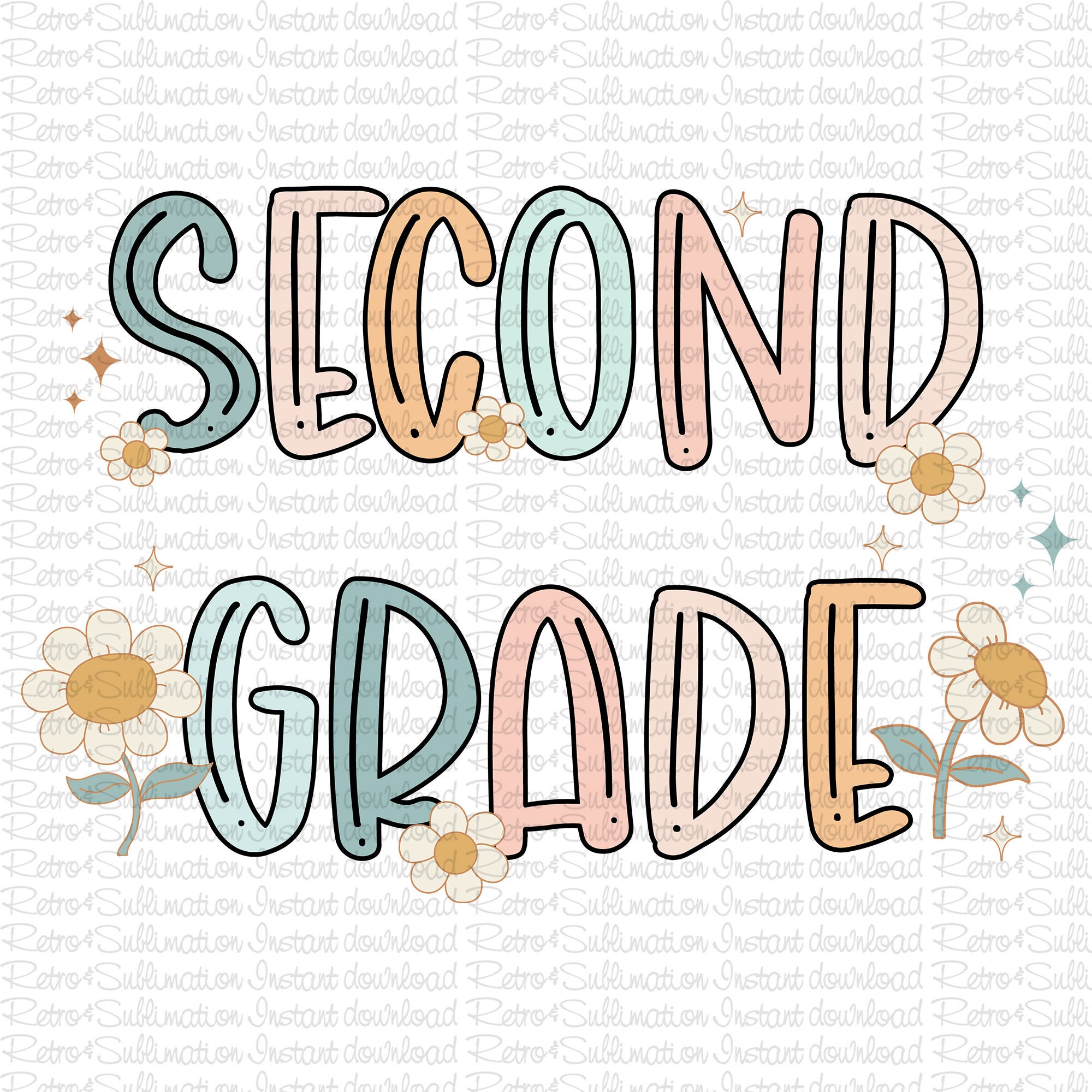 Custom Name Second Grade Png, First Day of School Png, Digital Design ...