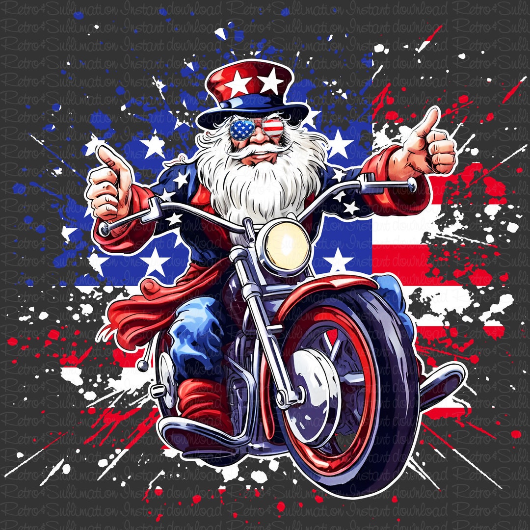 Patriotic Uncle Sam Motorcycle PNG, Funny 4th of July Png, American ...