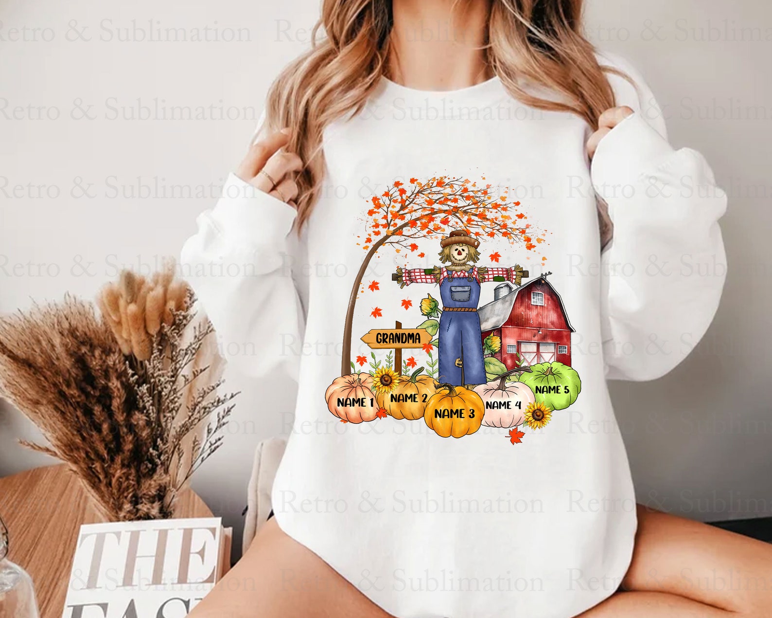 Personalized Grandma Fall Scarecrow Png, Pumpkins Season Png, Custom ...