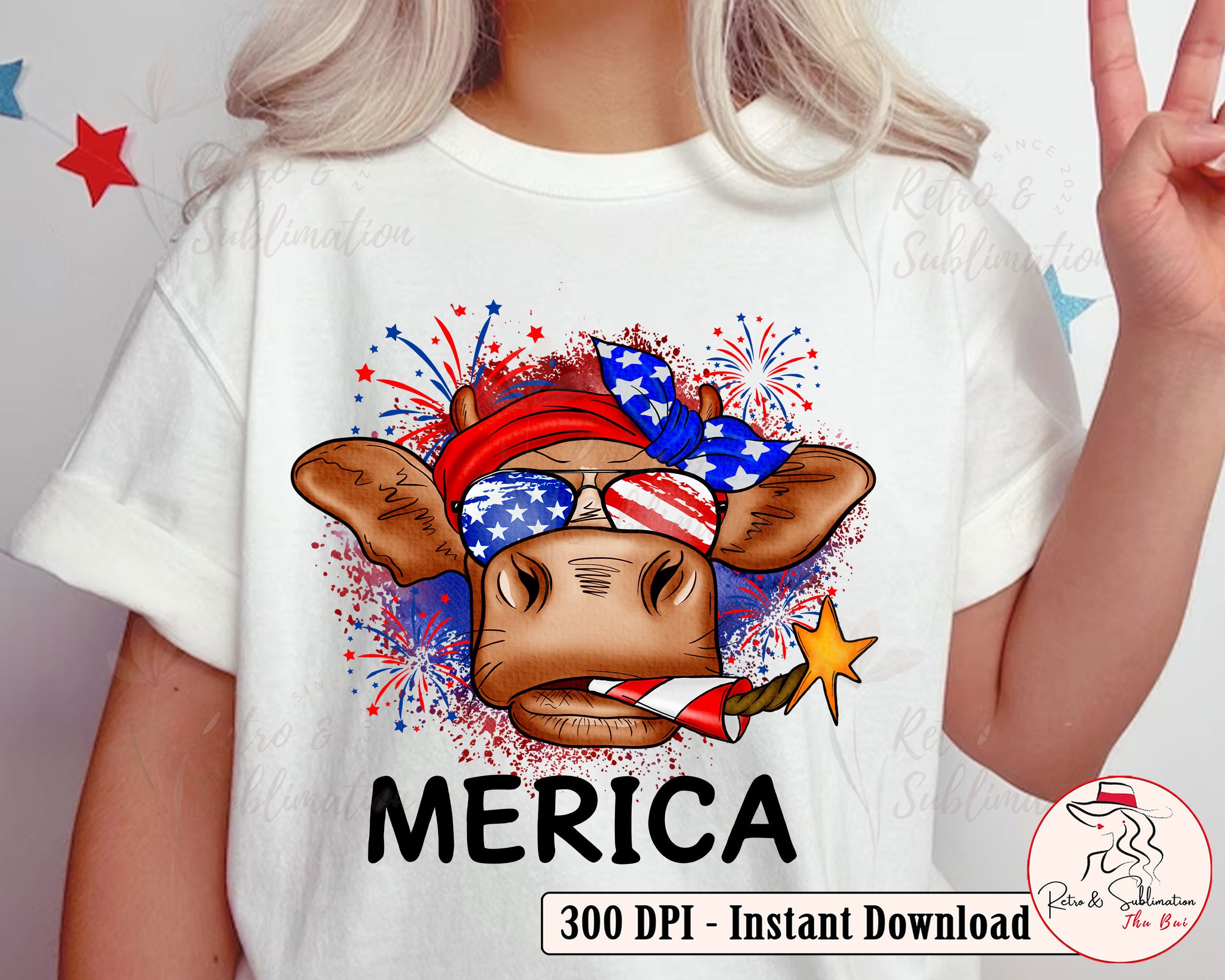 American Cow, America Messy Bun Heifer Merica Png, 4th of July Png ...