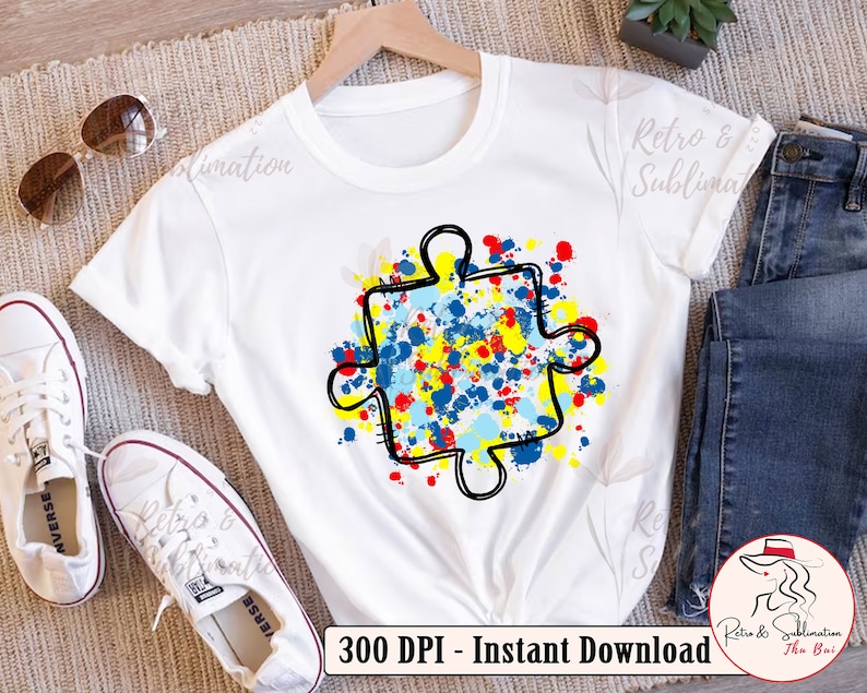 Watercolor Autism Puzzle Piece Png Autism Awareness Png We - Etsy