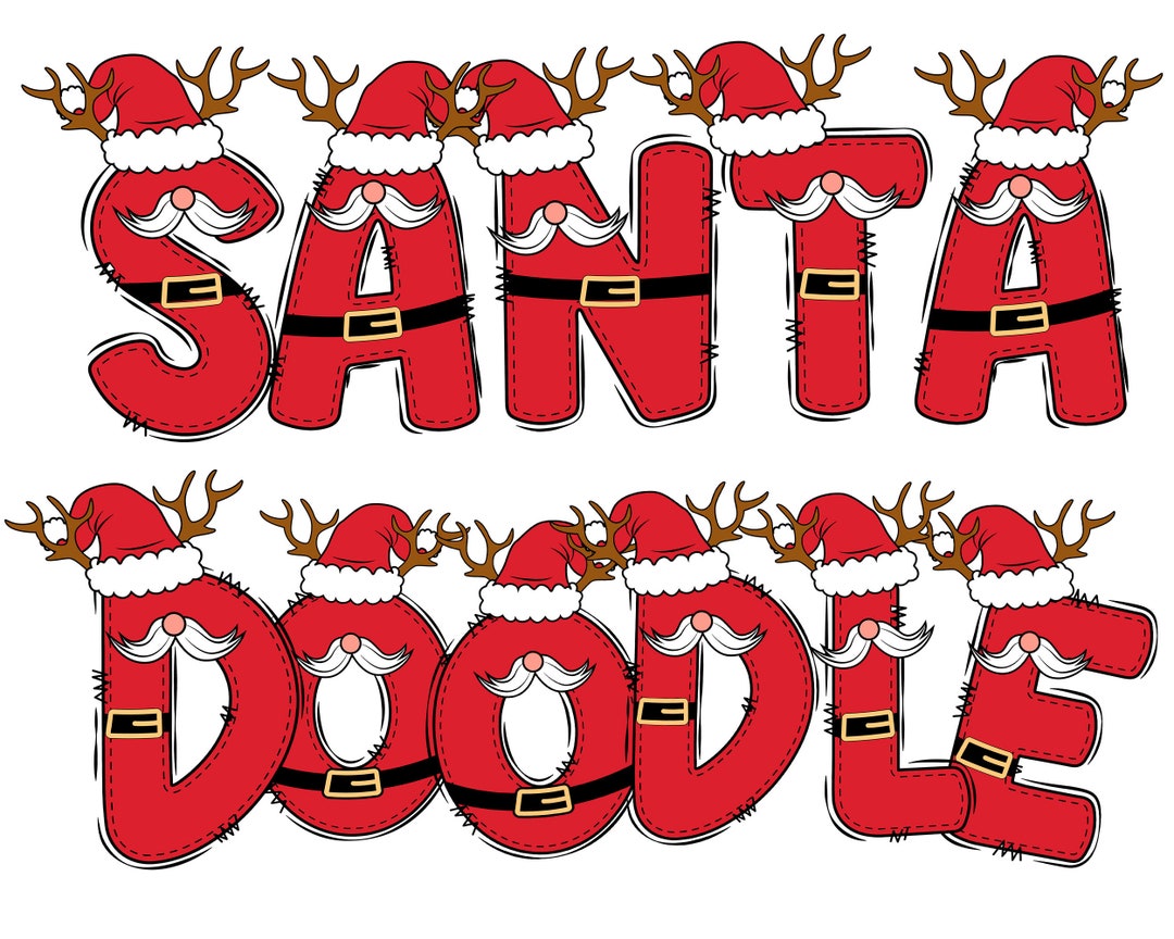 Christmas Santa Alphabet Png, Christmas Doodle Letters Png, Christmas ...