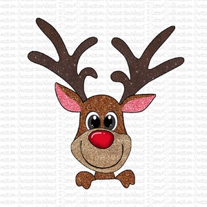 Merry Christmas Reindeer Face Png, Cute Reindeer Red Nose Png, Merry ...