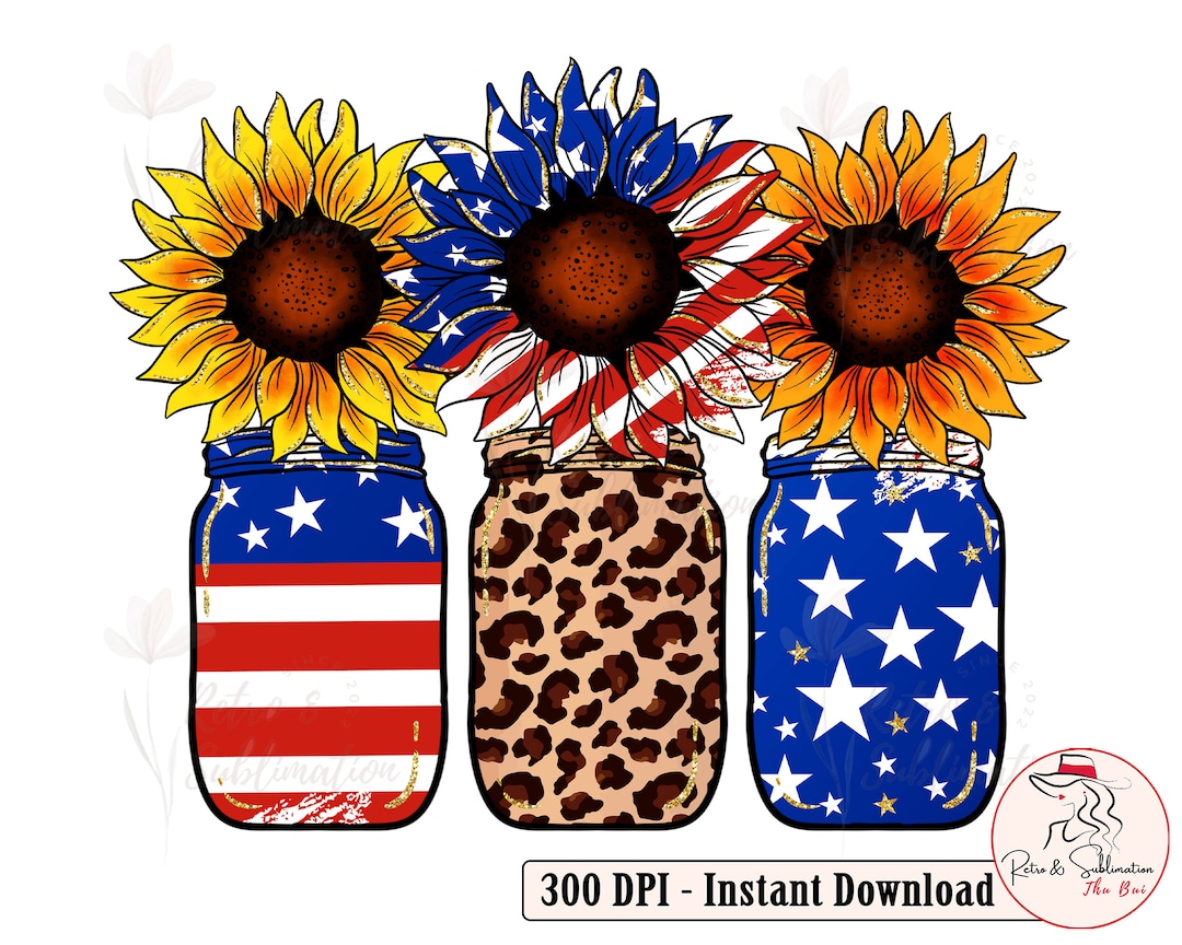 Patriotic Sunflowers Png, 4th of July Png, America Sunflower ...