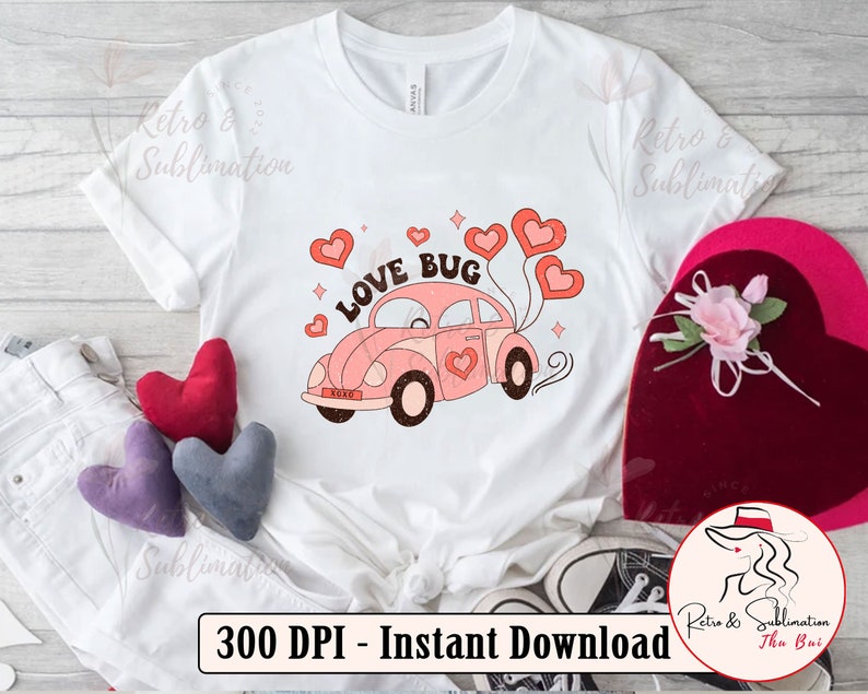 Retro Love Bug Valentine Png, Valentine's Png, Valentine Car Design ...