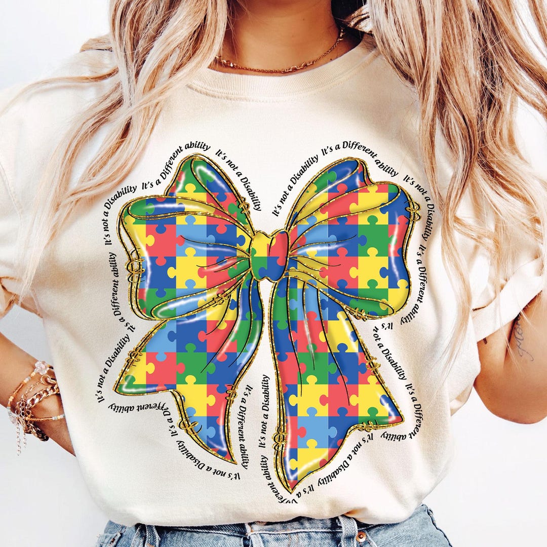Autism Bow Png, Autism Awareness Png, Coquette Bow Png, Puzzle Autism ...