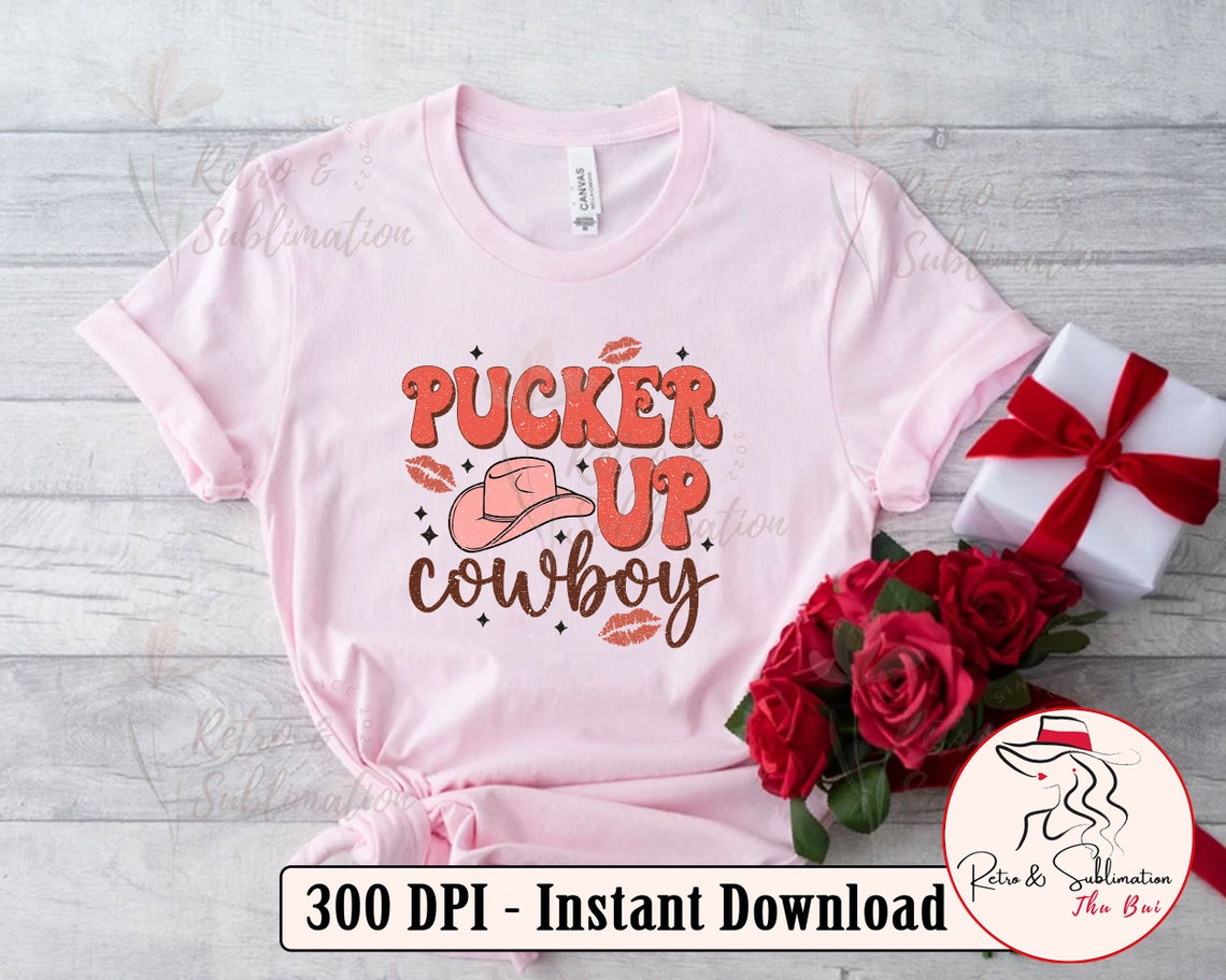 Retro Pucker up Cowboy Png Valentine's Png Cowboy Hat - Etsy