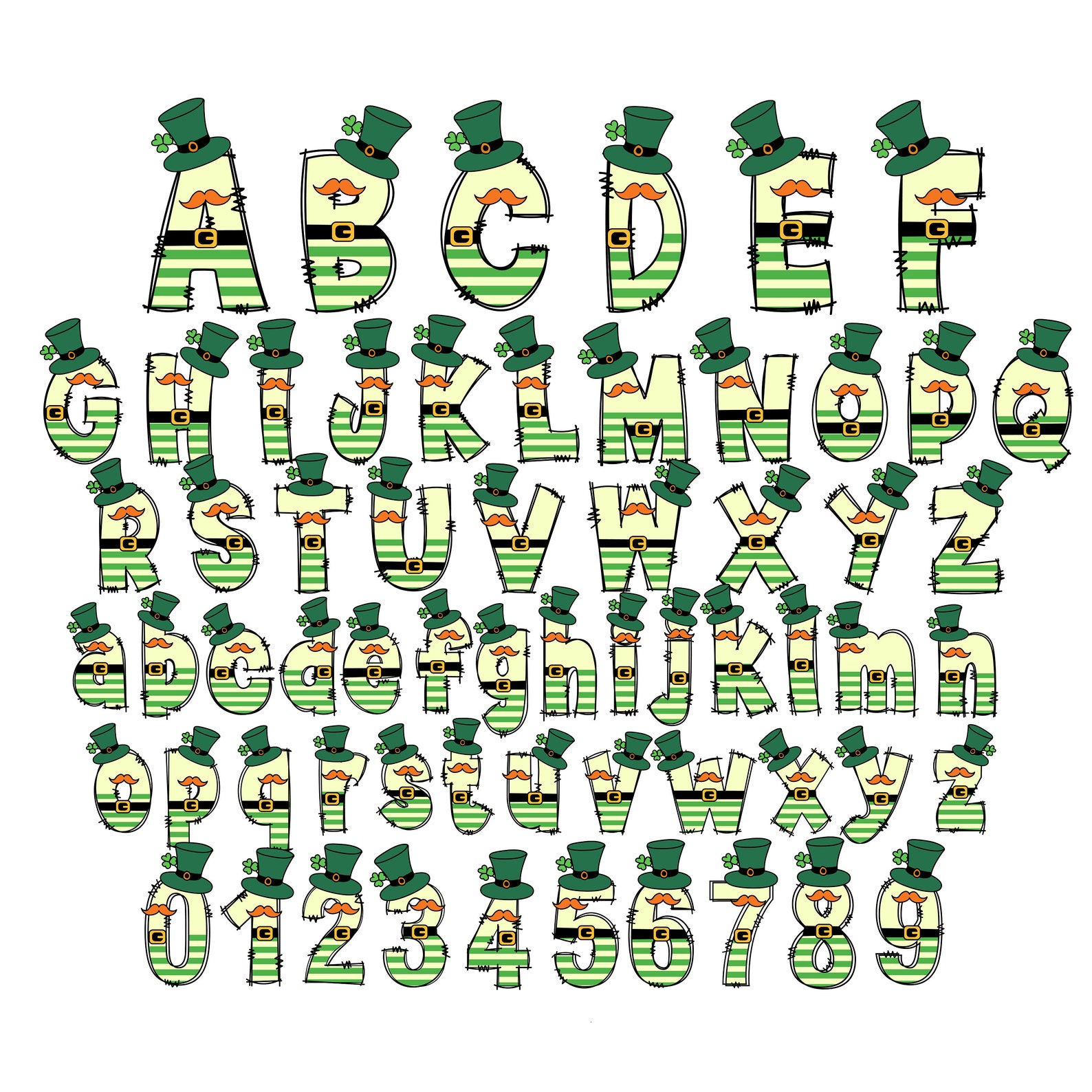 St Patrick's Day Doodle Alphabet Bundle, St Patrick's Letters, St ...