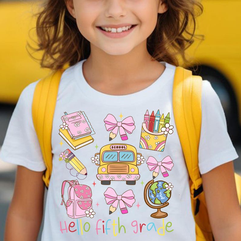 Preppy Back to School PNG Bundle, First Day of School Png, School Bus ...