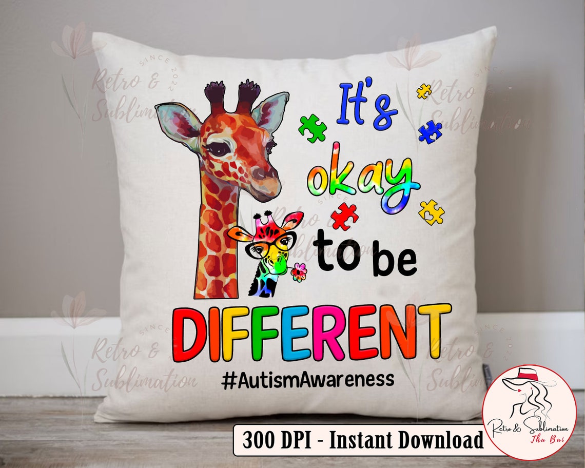 It's Okey to Be Different Autism Giraffe Png, Autism Awareness PNG ...