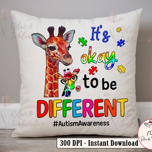 It's Okey to Be Different Autism Giraffe Png, Autism Awareness PNG ...