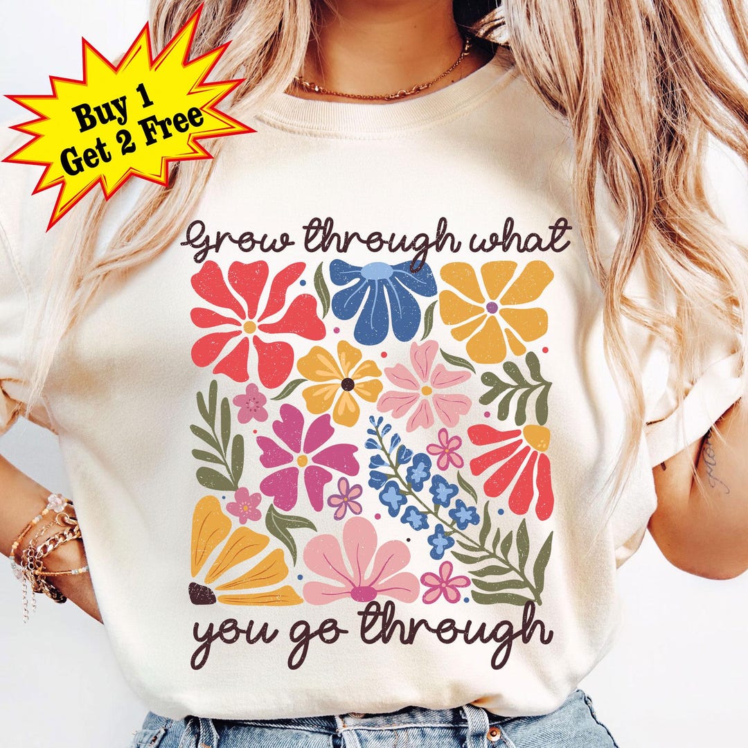 Grow Through What You Go Through Png, Inspirational Floral Png ...