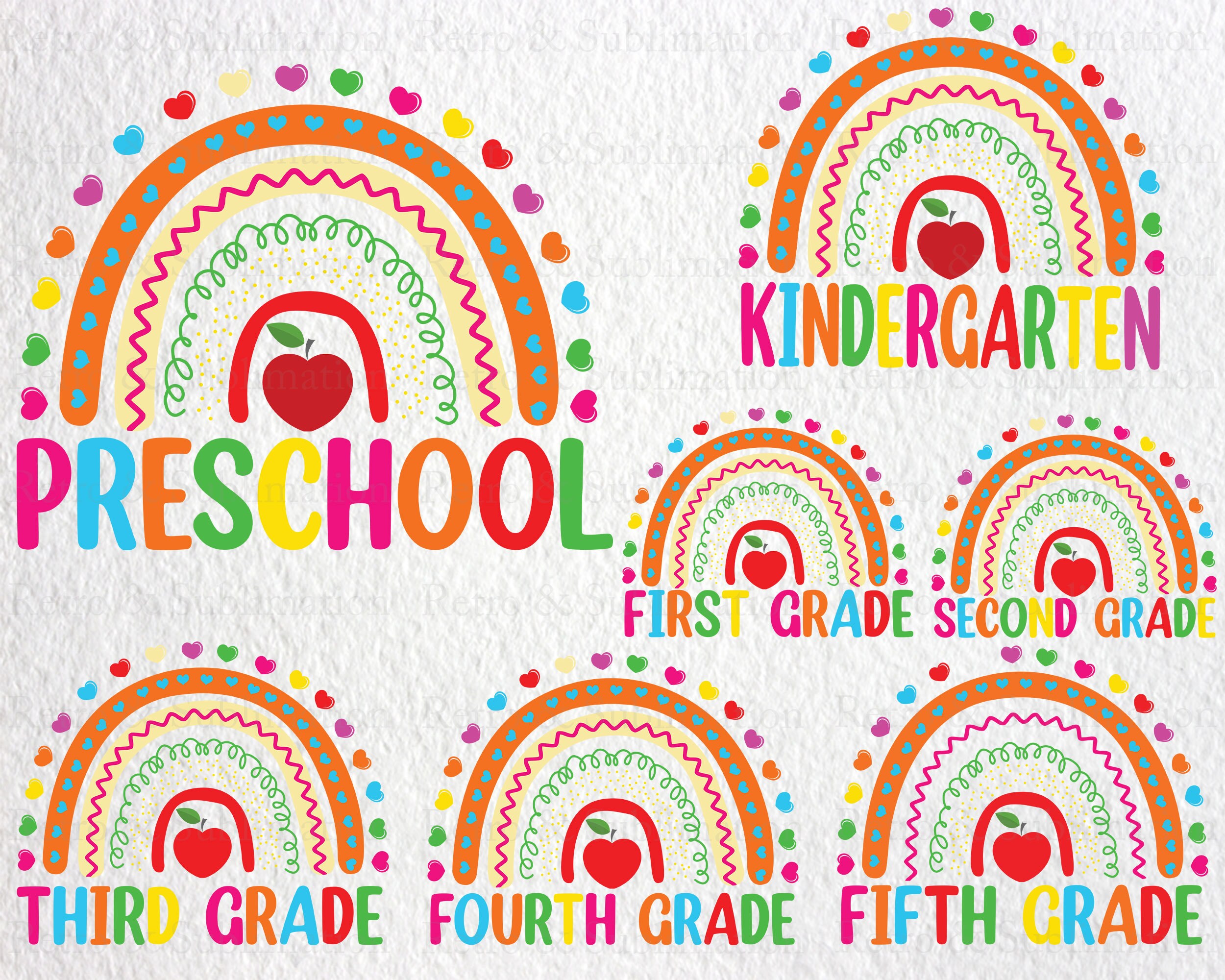 First Day of School Boho Rainbow Svg Bundle, Back to School Svg, 1st ...