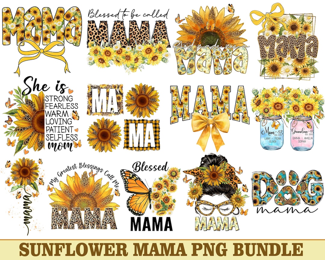Sunflower Mama Png Bundle, Sunflower Butterfly Sublimation Designs, Mom ...
