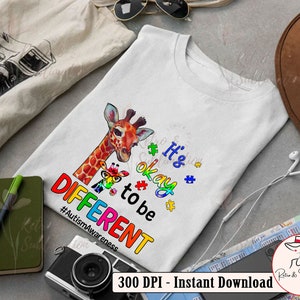 It's Okey to Be Different Autism Giraffe Png, Autism Awareness PNG ...