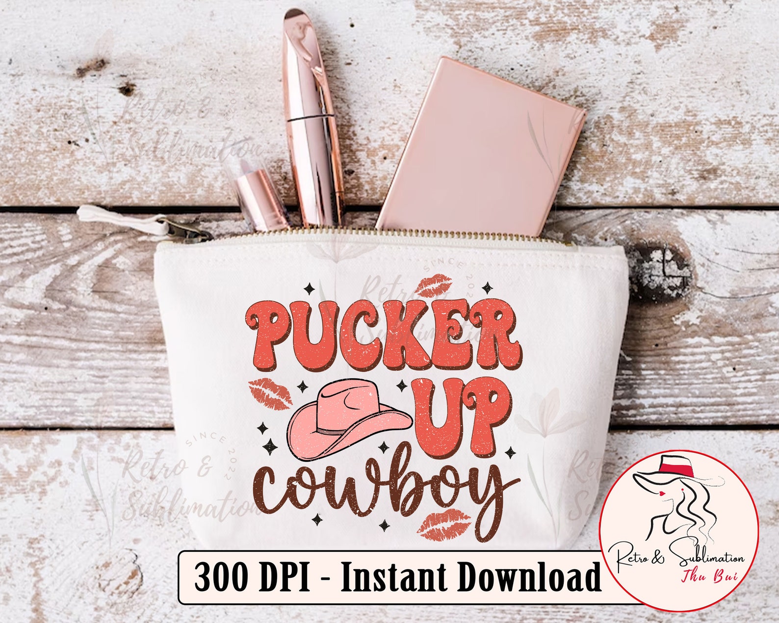 Retro Pucker up Cowboy Png, Valentine's Png, Cowboy Hat Png, Valentine ...