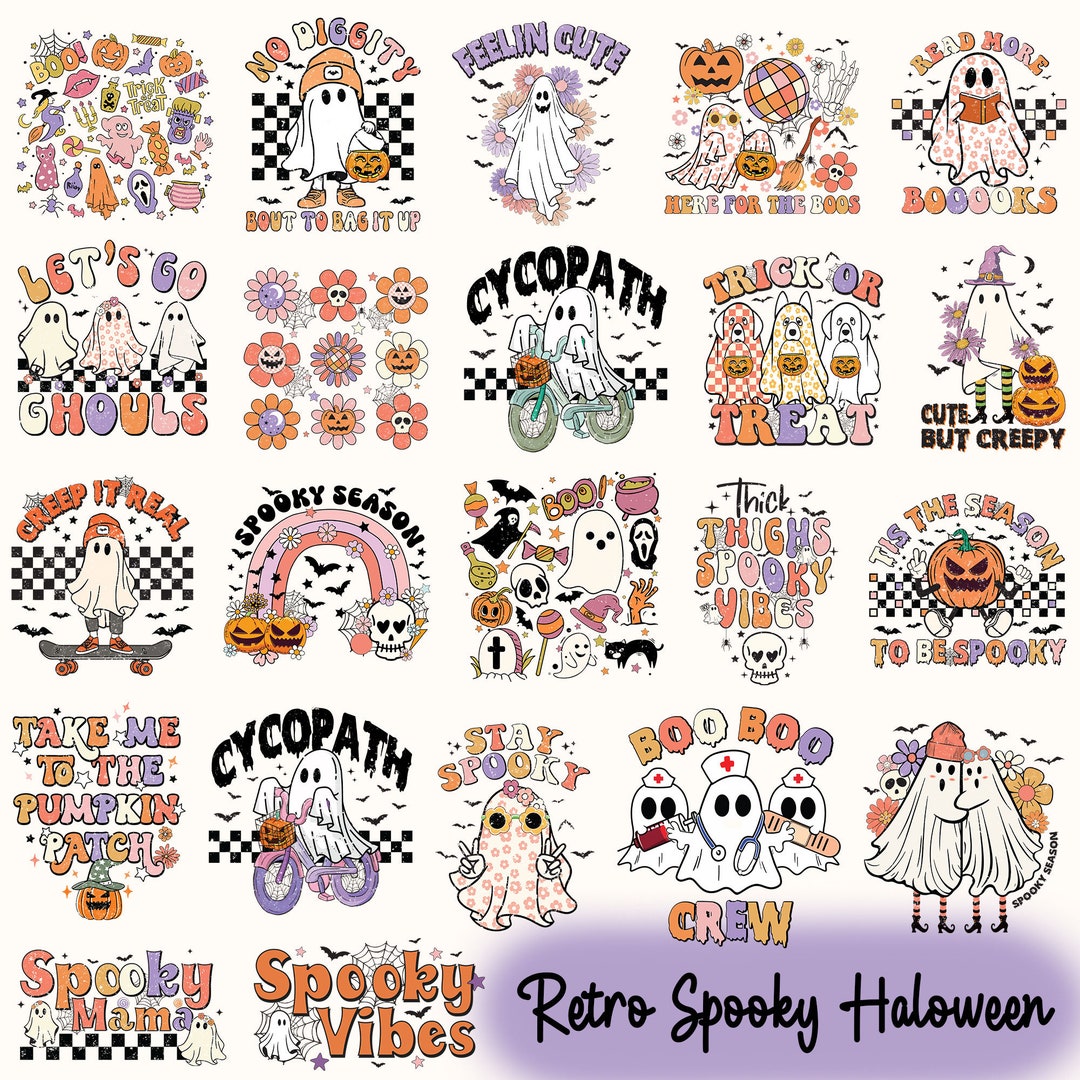Retro Halloween Png Bundle, Spooky Season Png, Funny Halloween ...