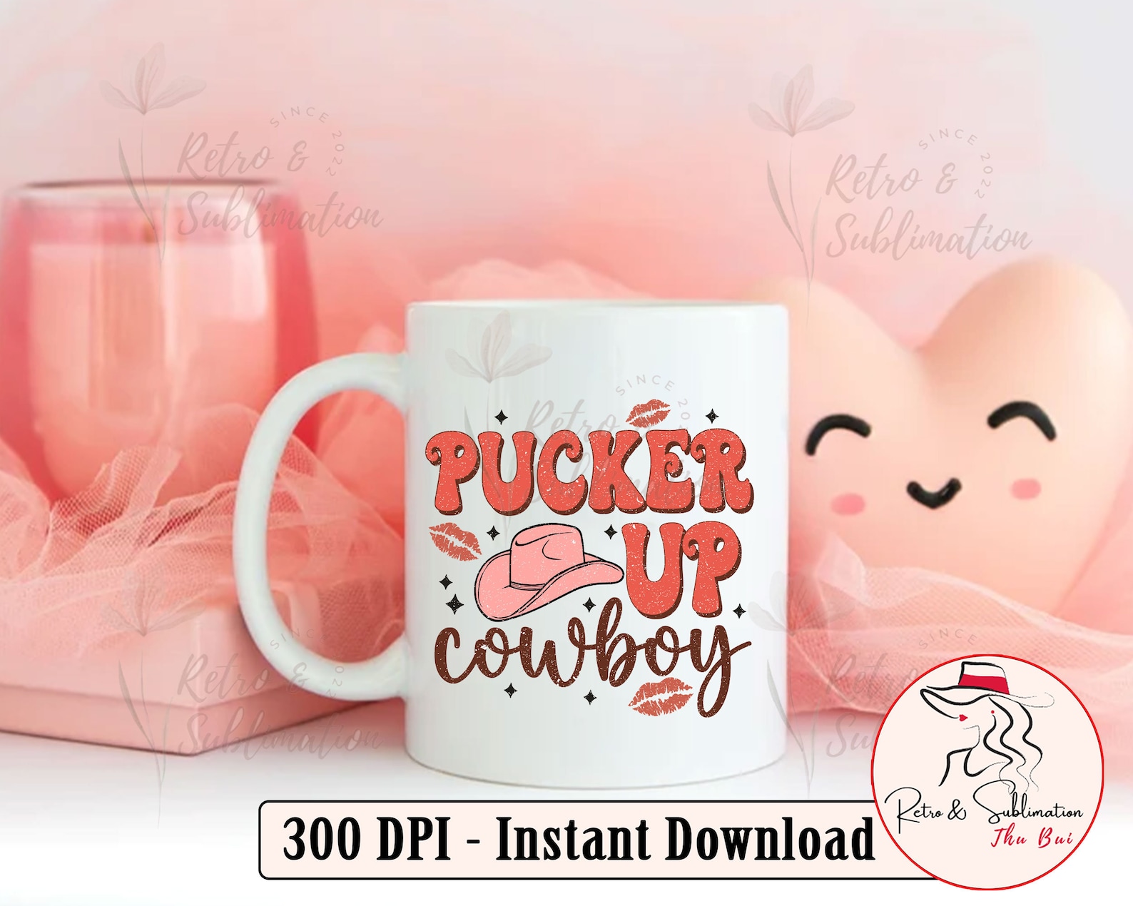 Retro Pucker up Cowboy Png, Valentine's Png, Cowboy Hat Png, Valentine ...