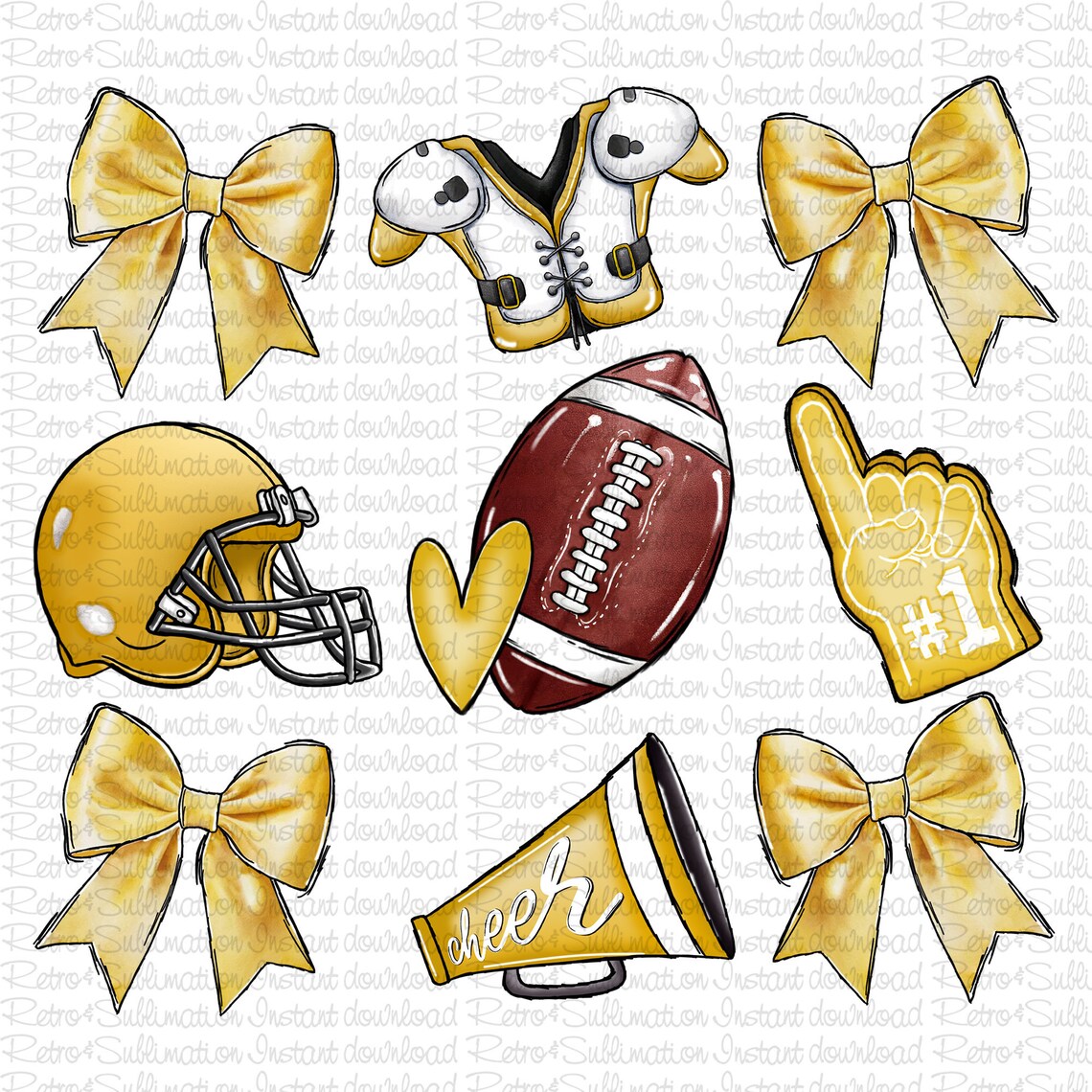 Yellow Football Png, Coquette Yellow Football Png, Game Day Football ...