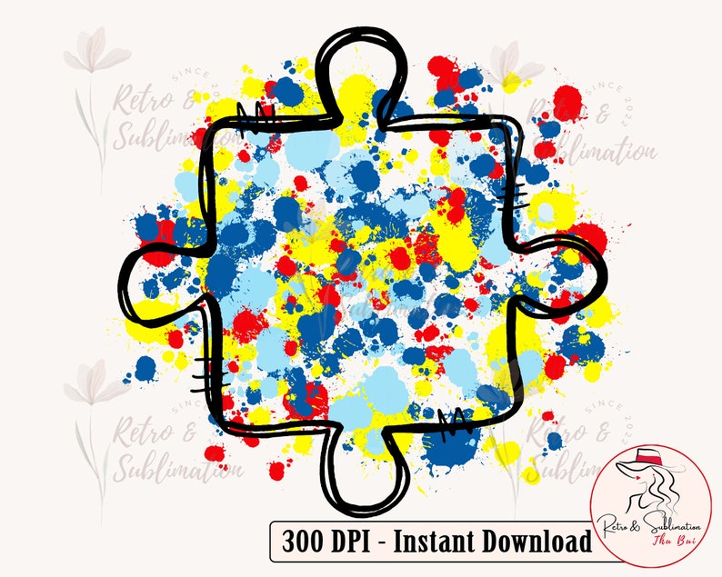 Watercolor Autism Puzzle Piece Png Autism Awareness Png We - Etsy