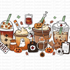 Halloween Coffee Nursing PNG, Funny Nurse Halloween, Nurse Coffee Cups ...