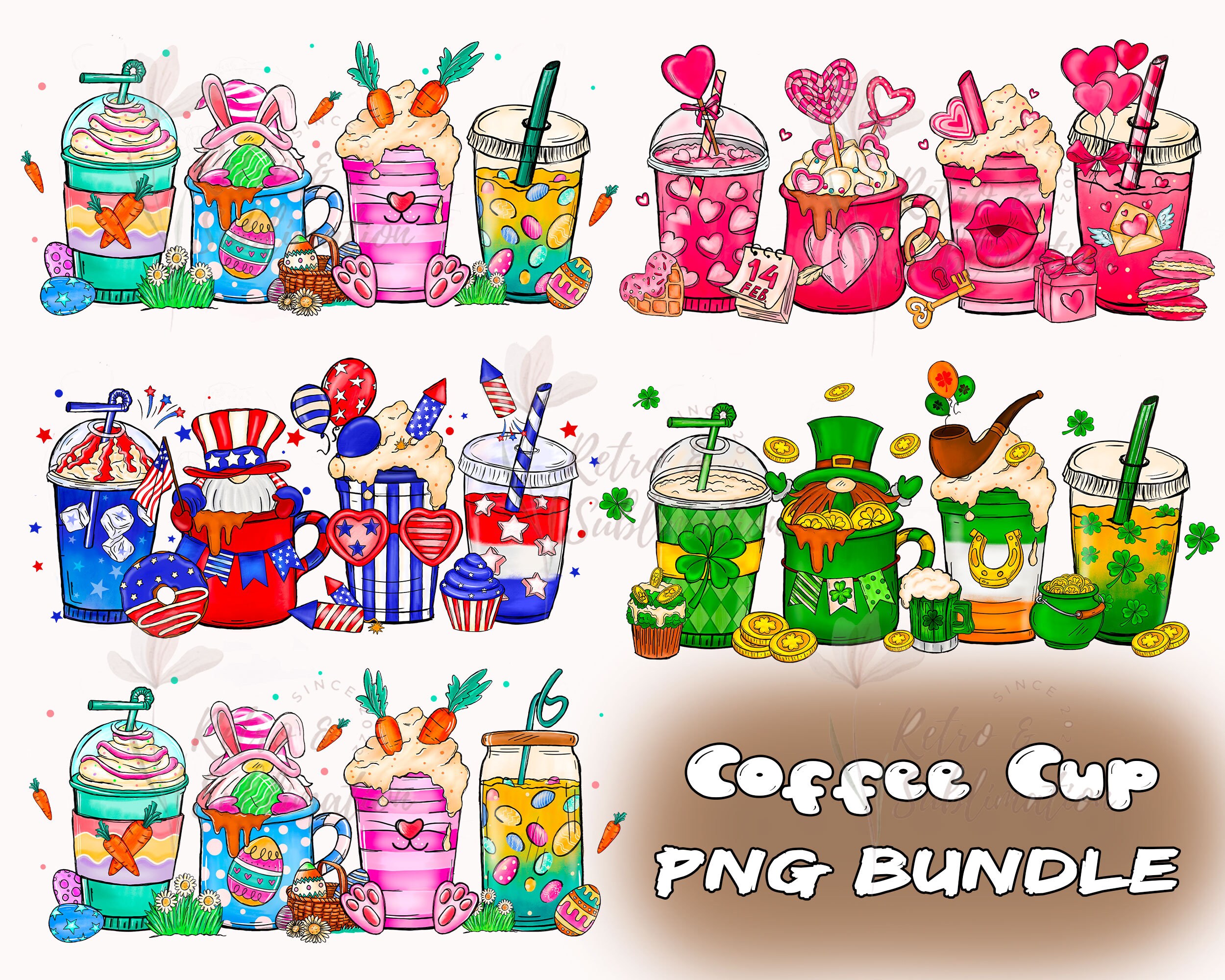Coffee Png Bundle Easter Png Valentines Png 4th of July St - Etsy