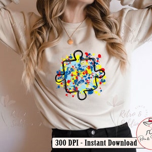 Watercolor Autism Puzzle Piece Png , Autism Awareness Png We Wear Blue ...