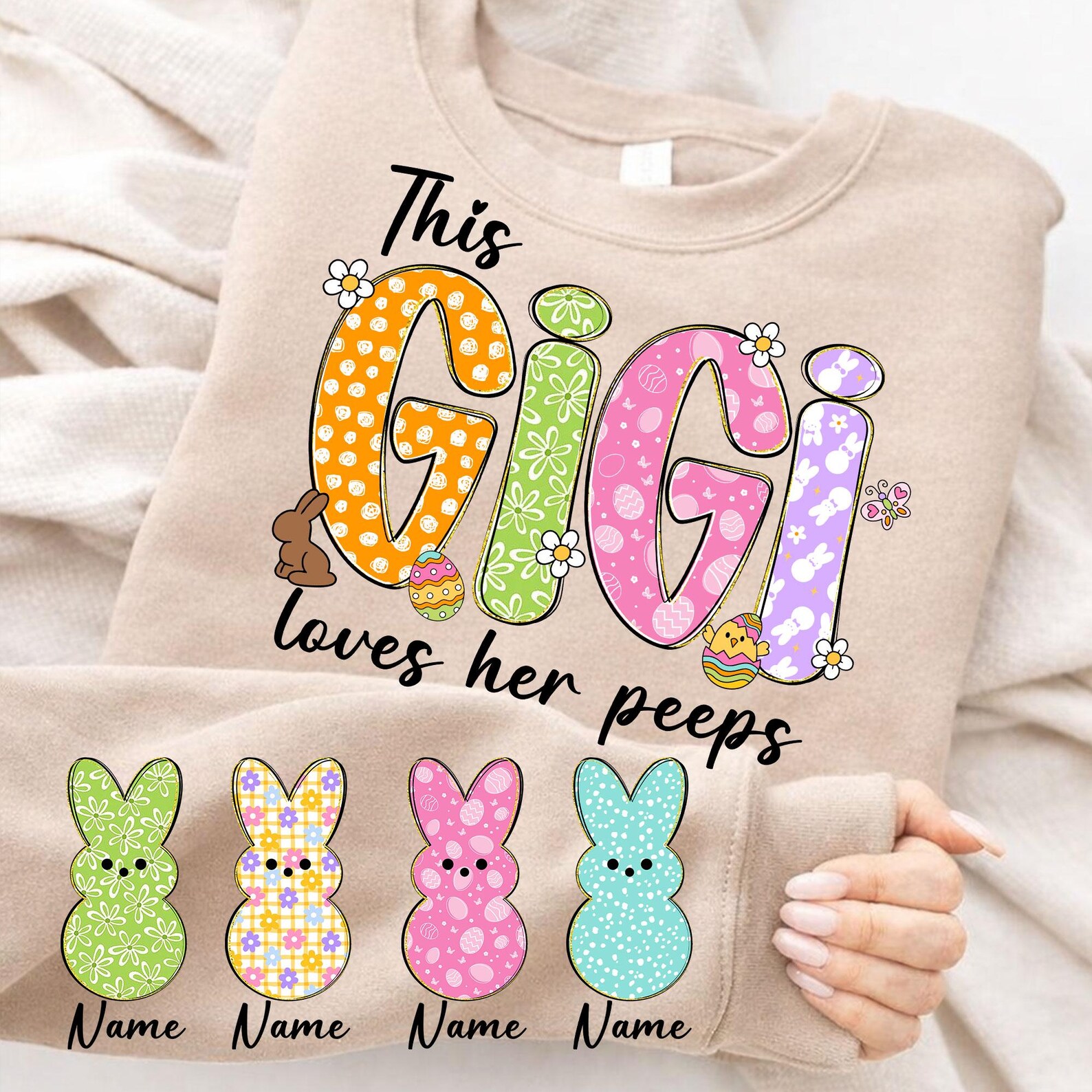 Mama Easter Peeps PNG, Custom Kids Name, Spring Colors (digital ...