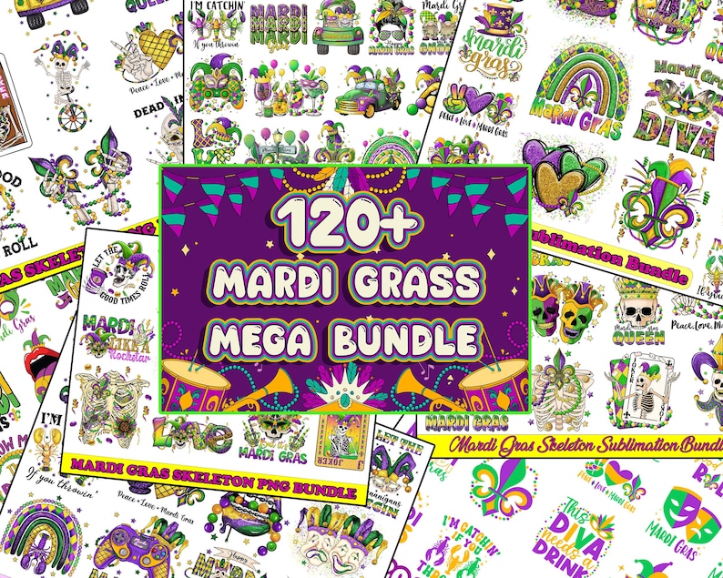 120 Files Mardi Gras Bundle Png Svg, Mega Bundle Mardi Grass, Happy ...