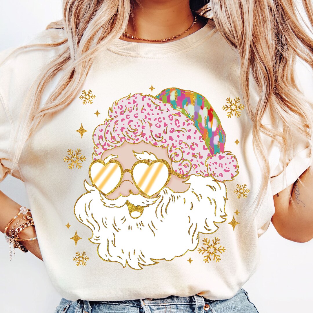 Colorful Coquette Glitter Santa Png, Merry Christmas Png, Girls ...