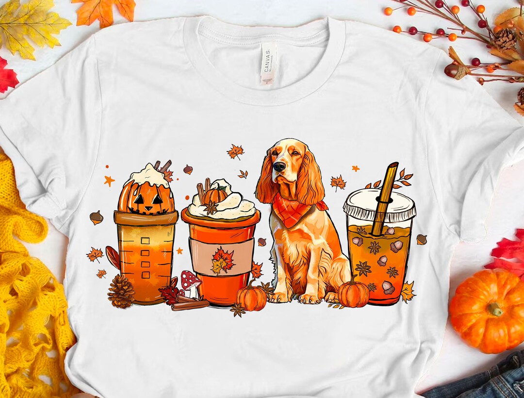 Personalization Autumn Cocker Dog Spaniel Coffee Png, Thanksgiving Png ...