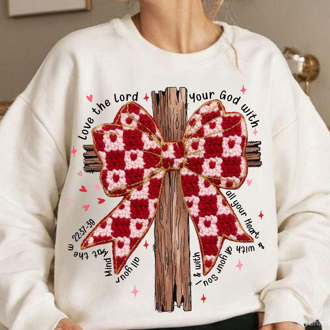 Christian Valentine PNG: Coquette Cross With Bible Verse (digital ...