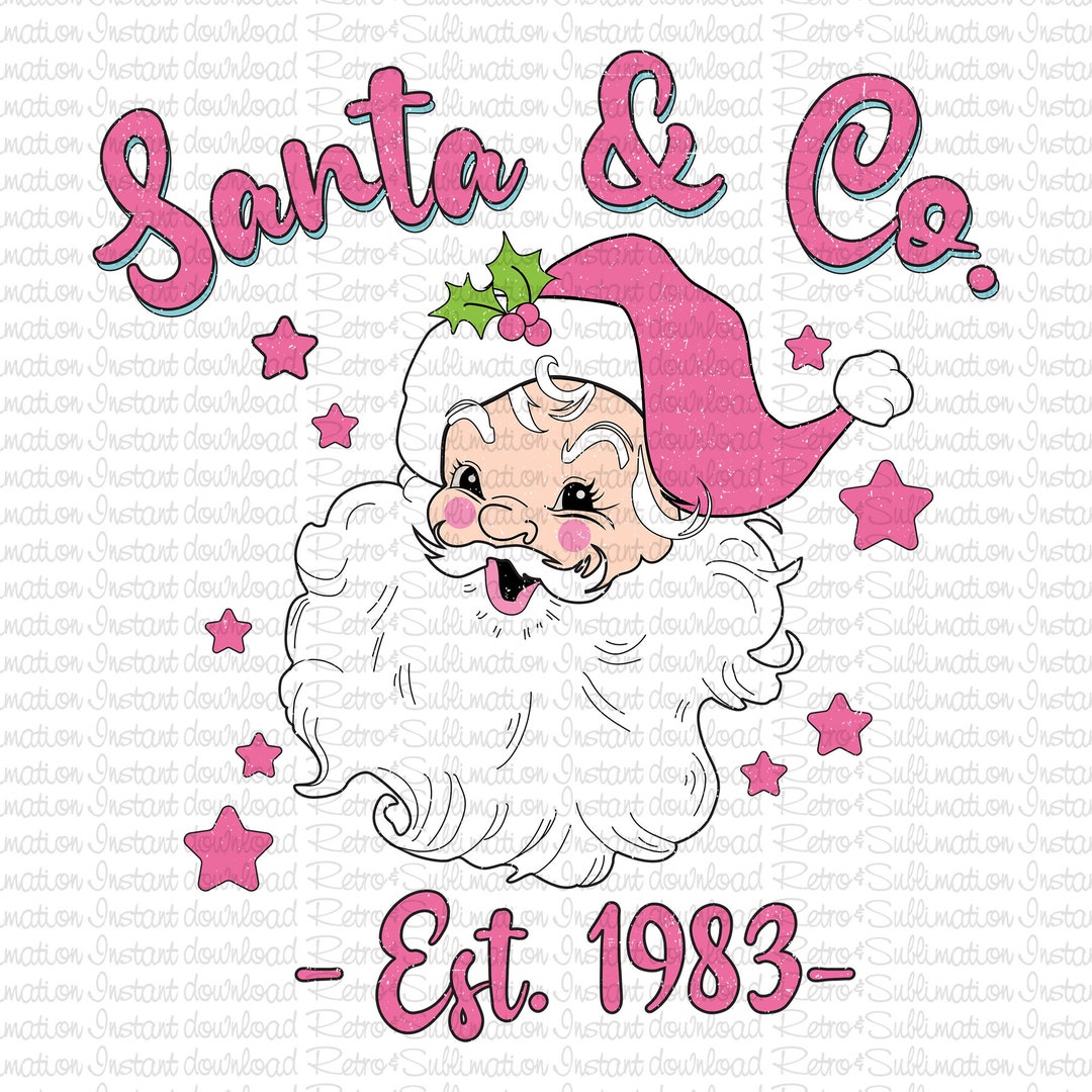 Pink Santa Claus Png, Santa and Co Png, Retro Christmas Png, Mery ...