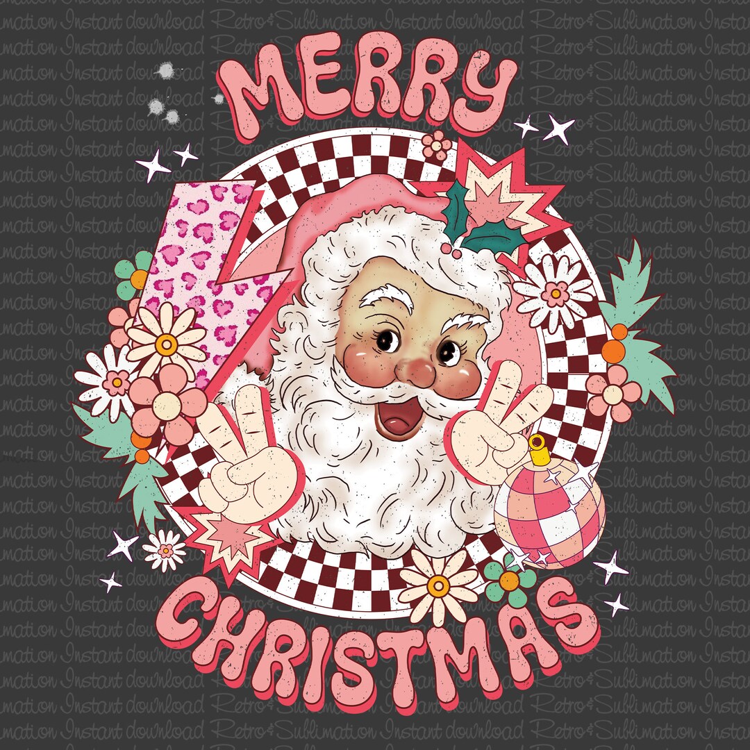 Merry Christmas Santa Claus Png, Pink Christmas Png, Retro Christmas Png, Xmas Party Png ...