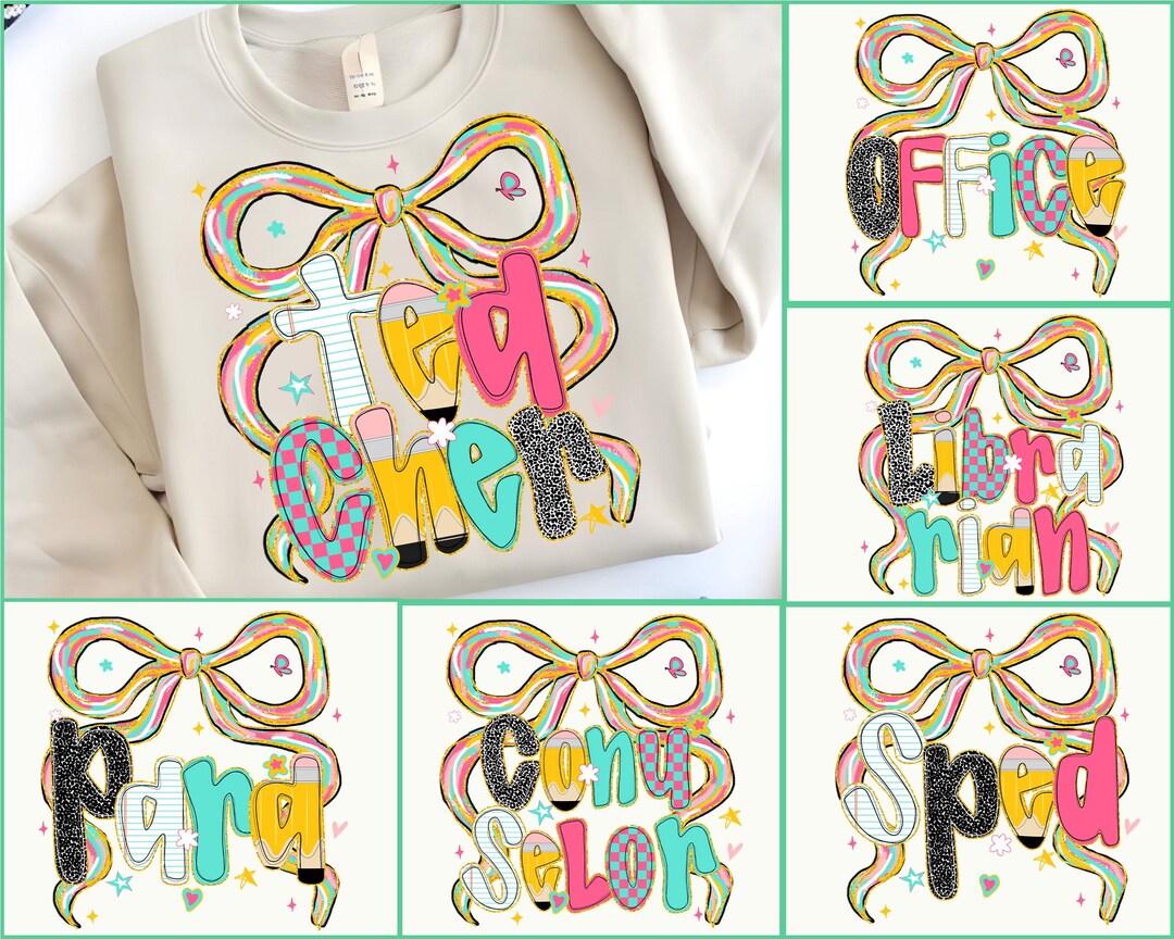 Colorful School Occupation PNG Bundle, Back to School Png, Teacher Sped ...
