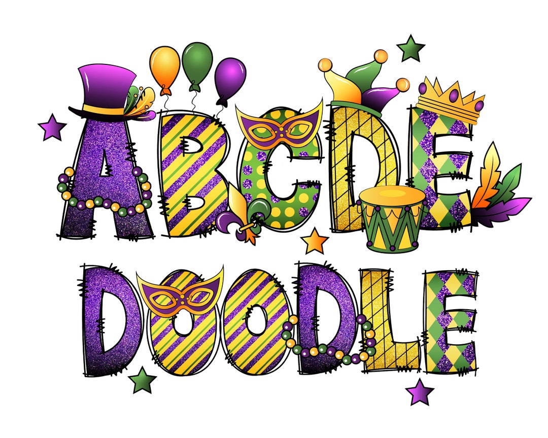 Mardi Gras Alphabet PNG, Mardi Gras Hand Drawn Letters, Alphabet Hand ...