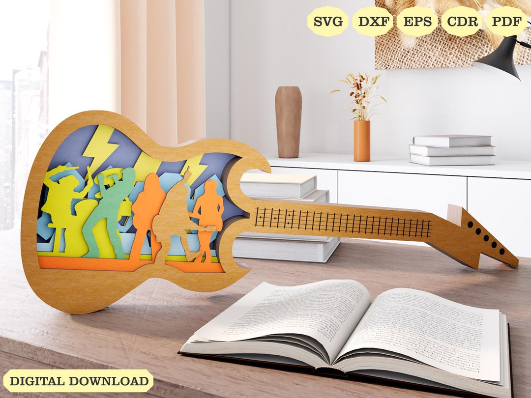 Guitar Laser Cut Files - 8 Layer Art Piece for Svg - Etsy