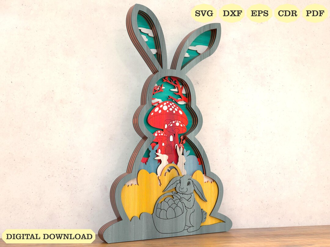 Bunny Laser Cut Files - 7 Layer Art Piece for Svg - Etsy