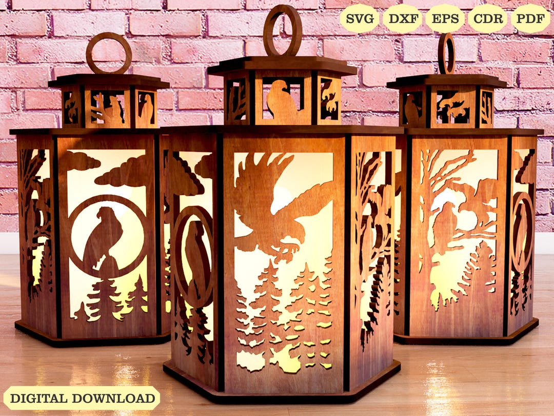 Eagle Lamp Night Svg Laser Cut - Etsy