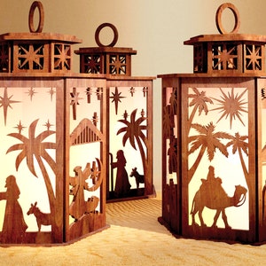 Nativity Scene Candle Holder Christmas Eve With Baby Jesus Lamp ...