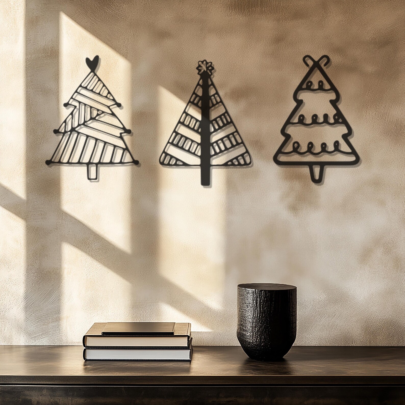 Metal Christmas Tree Wall Art: Rustic Holiday Home Decornew Year's Gift ...