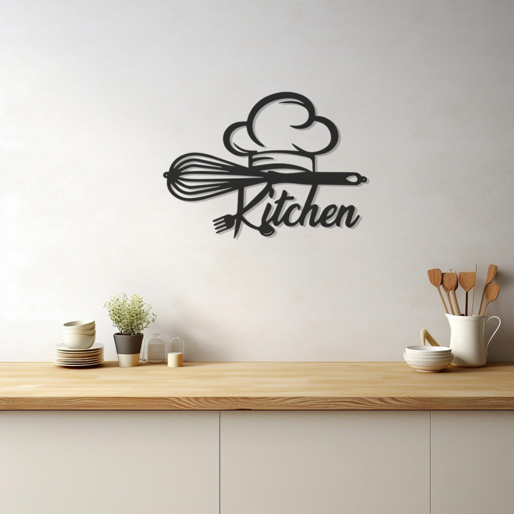 Kitchen Metal Wall Art, Cooking Enthusiast Gift, Chef Themed Artwork ...
