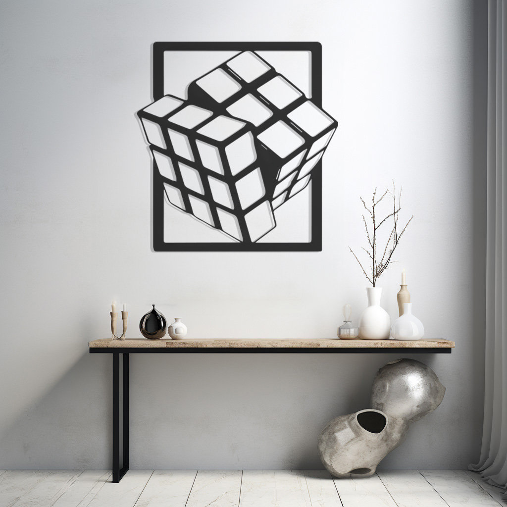 3D Rubik's Cube Metal Wall Art, Retro Puzzle Decor, Iconic Cube Design ...