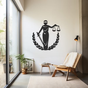 Lady Justice Metal Wall Art, Justice Design Decor, Elegant Legal Theme ...