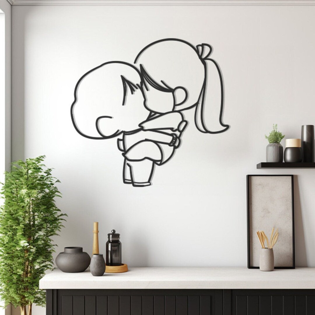 Love Themed Cute Couple Pattern Wall Decor, Romantic Valentine's Day ...