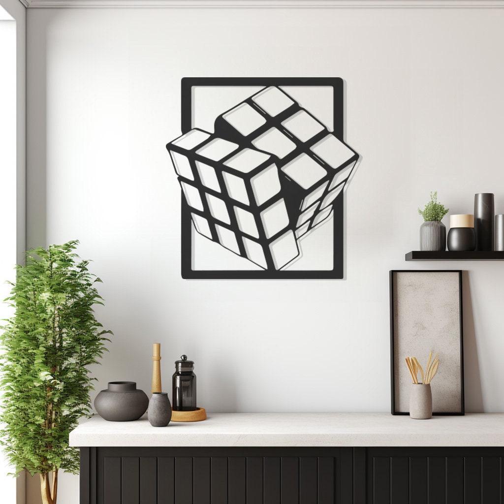 3D Rubik's Cube Metal Wall Art, Retro Puzzle Decor, Iconic Cube Design ...