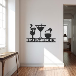 Happy Hour Metal Wall Art, Cocktail Hour Decor,cheers to Good Times ...