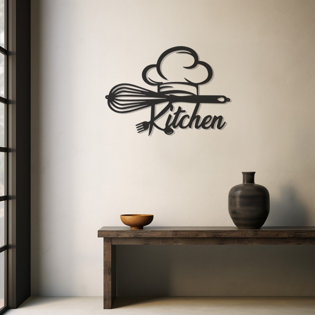 Kitchen Metal Wall Art, Cooking Enthusiast Gift, Chef Themed Artwork ...