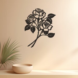 Rose Bouquet Metal Wall Art, Elegant Floral Design, Romantic Flowers ...