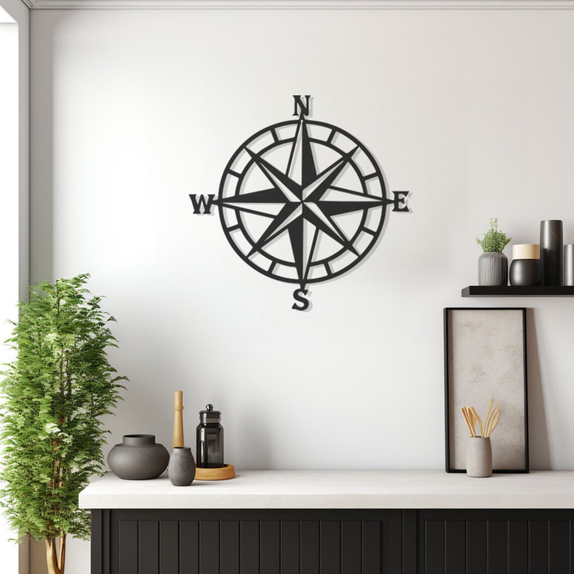 Compass Metal Wall Art, Polaris Star Inspired, North Star Design ...